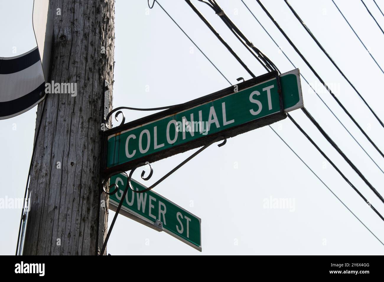 Colonial and Gower Street signs in downtown St. John's, Newfoundland ...
