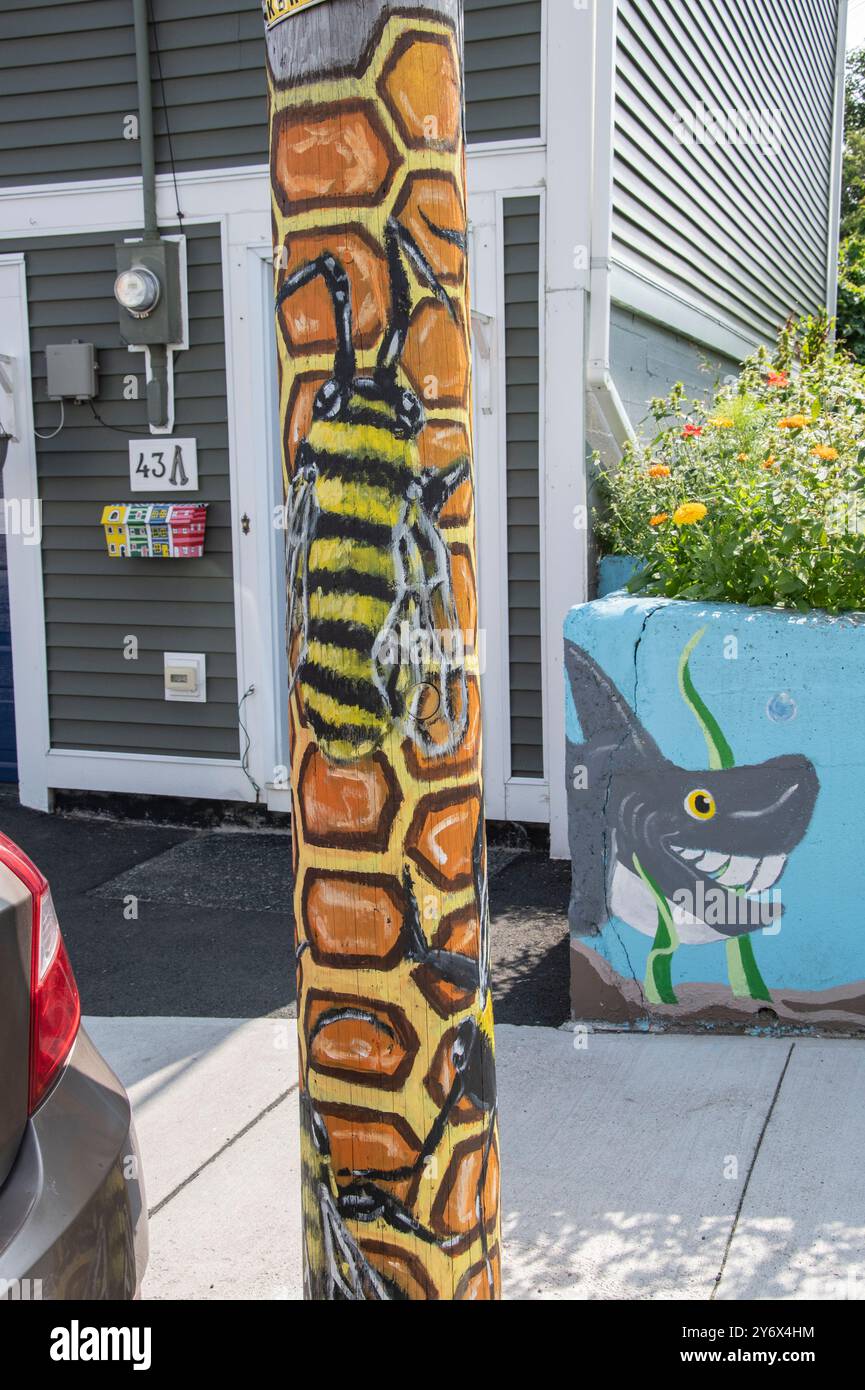 Honey bees mural on a wooden utility pole in downtown St. John's ...