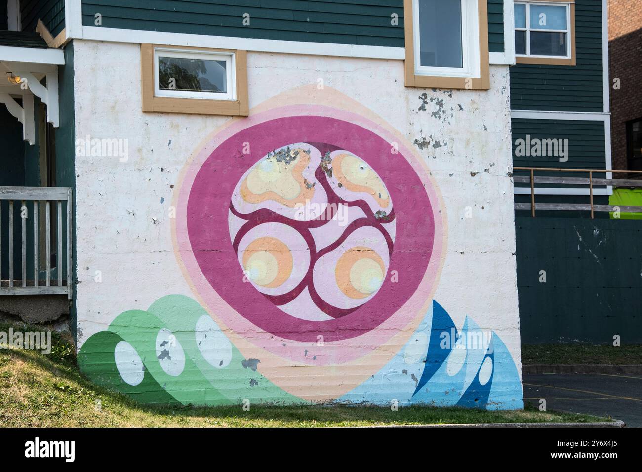 Abstract circular mural in downtown St. John's, Newfoundland & Labrador ...
