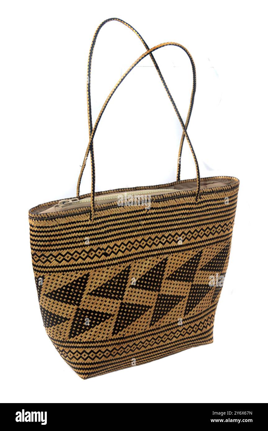 woven bag typical of Dayak tribe Indonesia on white background Stock ...