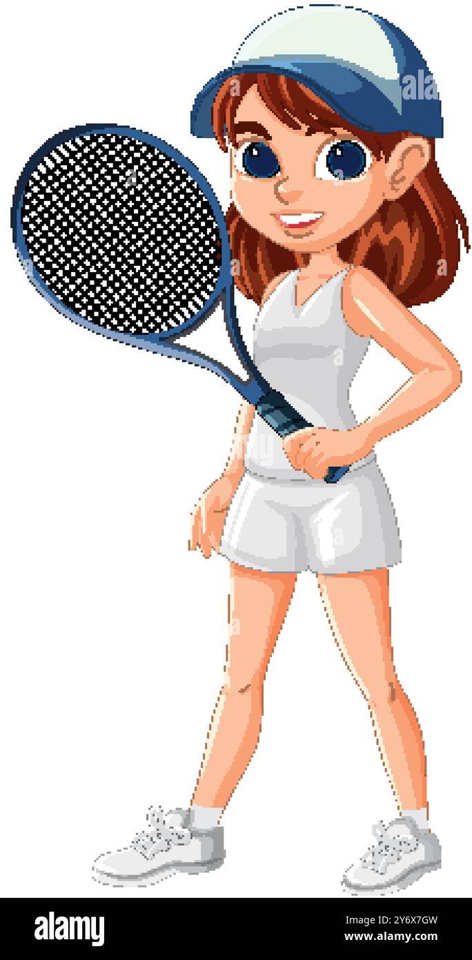 Girl holding tennis racket, ready to play Stock Vector Image & Art - Alamy