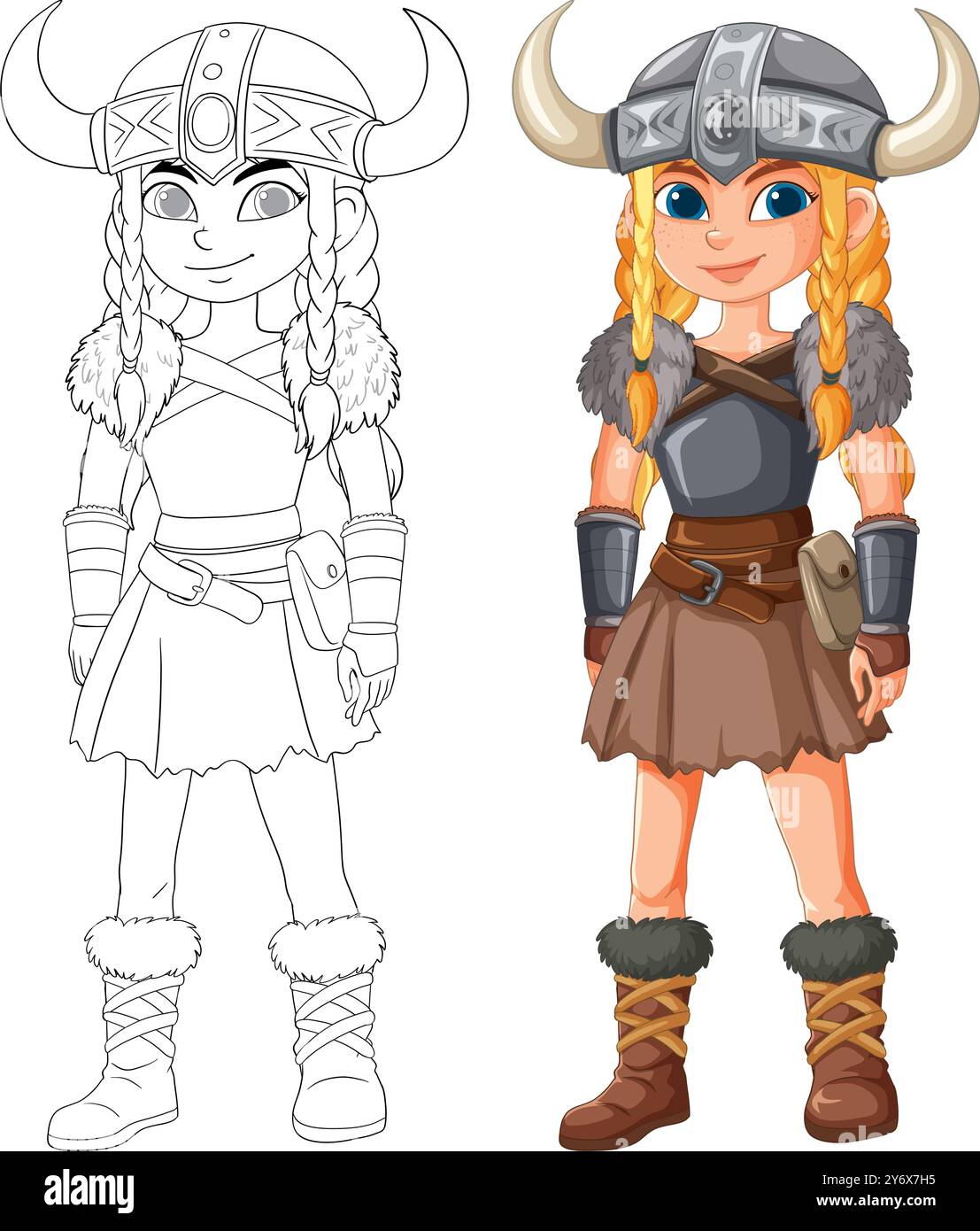 Color and line art of a Viking girl Stock Vector Image & Art - Alamy