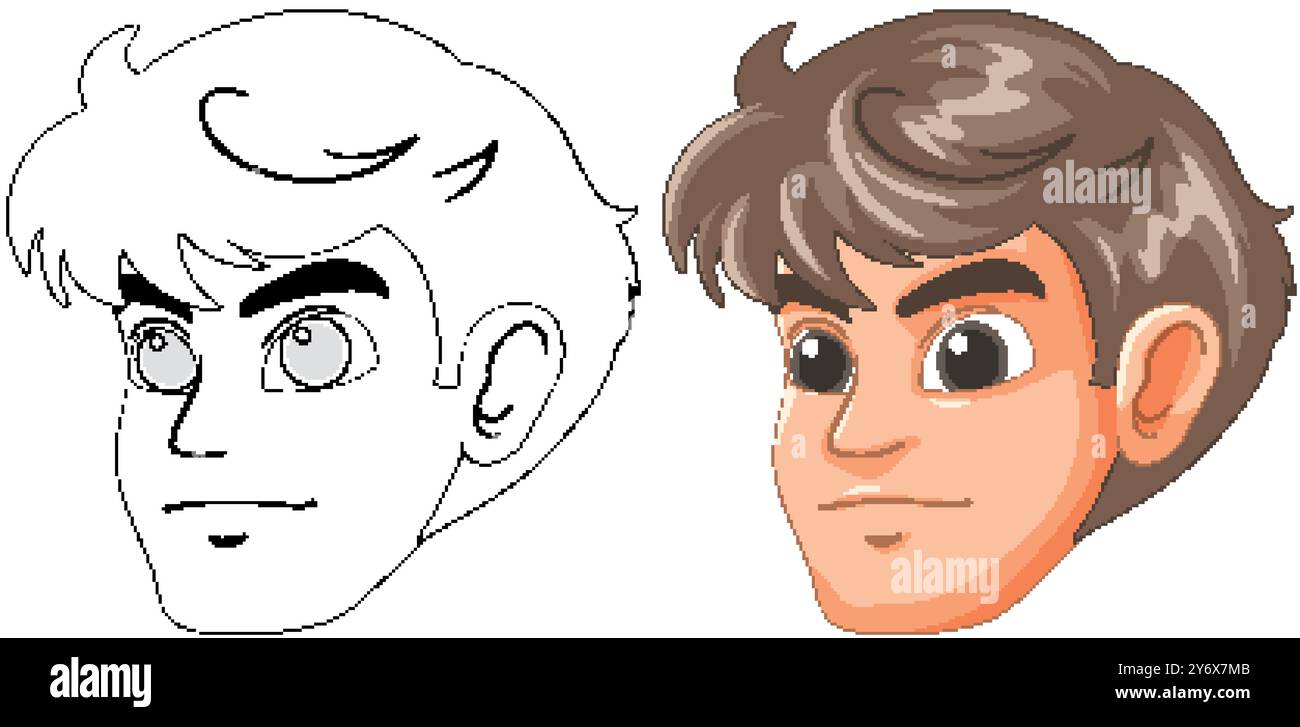 Side-by-side colored and outline versions Stock Vector Image & Art - Alamy