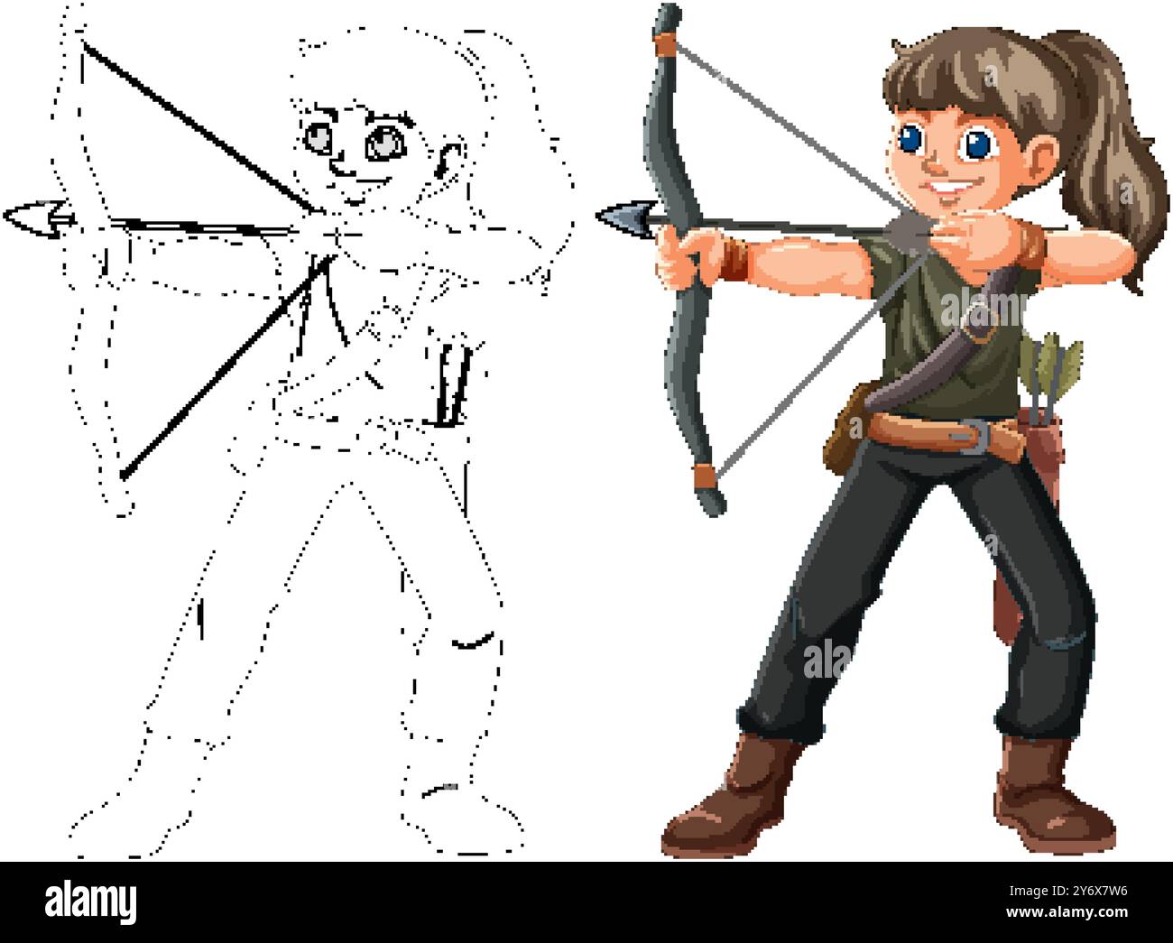 Girl aiming bow and arrow confidently Stock Vector Image & Art - Alamy