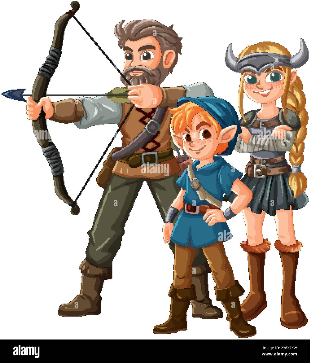 Three characters in medieval warrior attire Stock Vector Image & Art ...