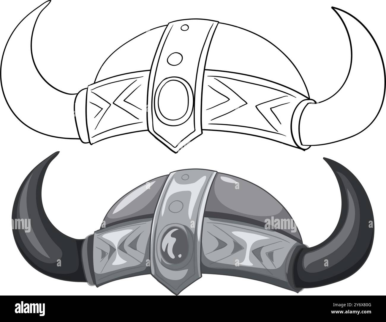 Two detailed Viking helmets with horns Stock Vector Image & Art - Alamy