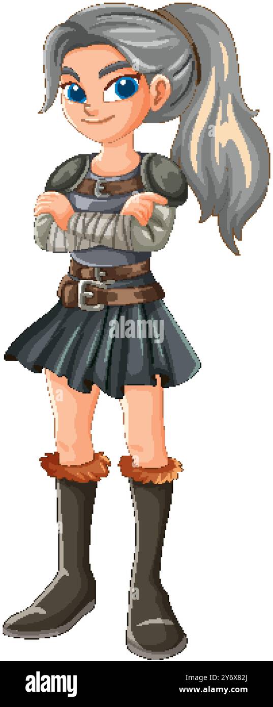 Animated warrior with armor and confident stance Stock Vector Image ...