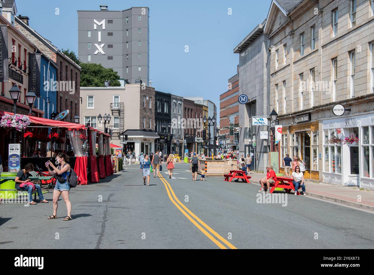 Downtown pedestrian mall on Water Street in St. John's, Newfoundland ...