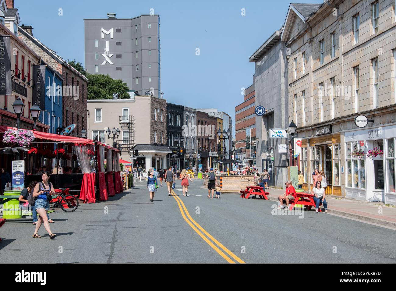 Downtown pedestrian mall on Water Street in St. John's, Newfoundland ...