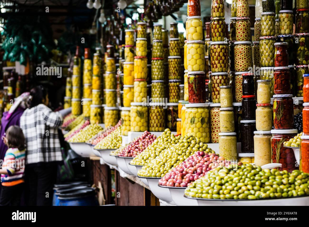 olives and pickles, souk of Marrakech, Morocco, north of Africa ...
