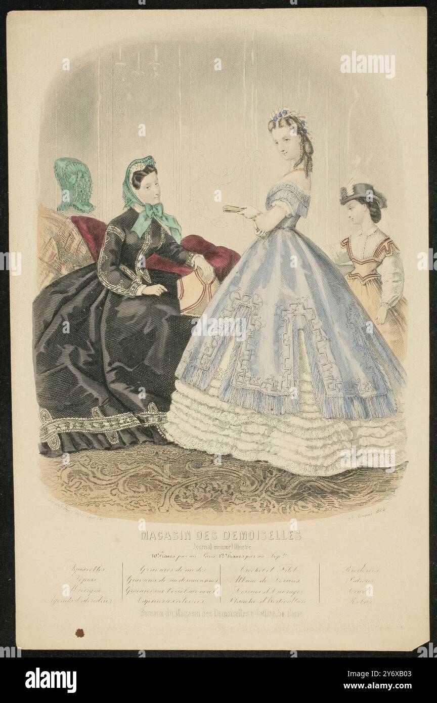 Anonymous (Engraver); Sarazin / 'Paris fashion ad'. 1864. Stipple ...