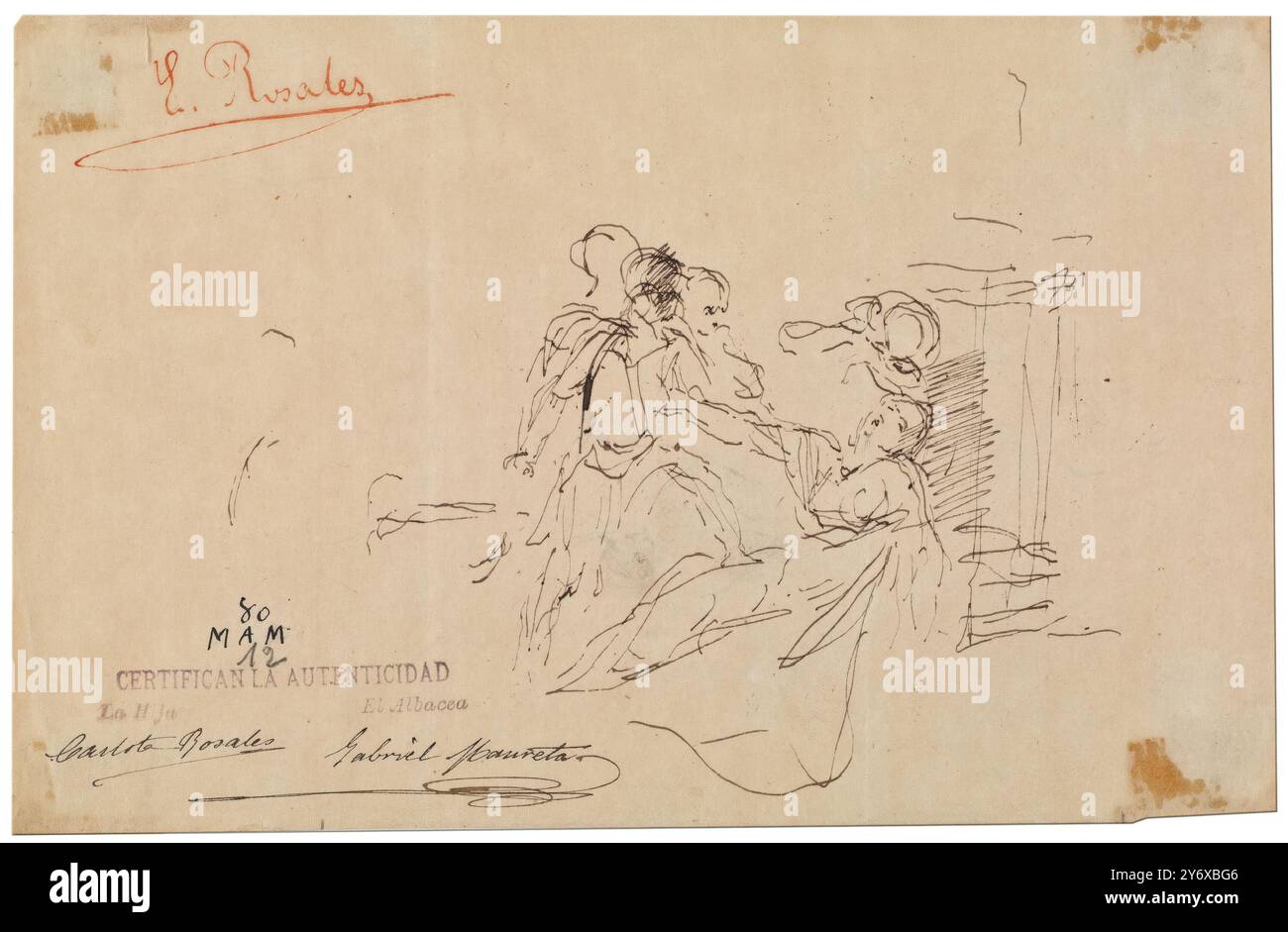 Eduardo Rosales Gallinas / 'The death of Lucretia'. 1866 - 1867. Pencil ...