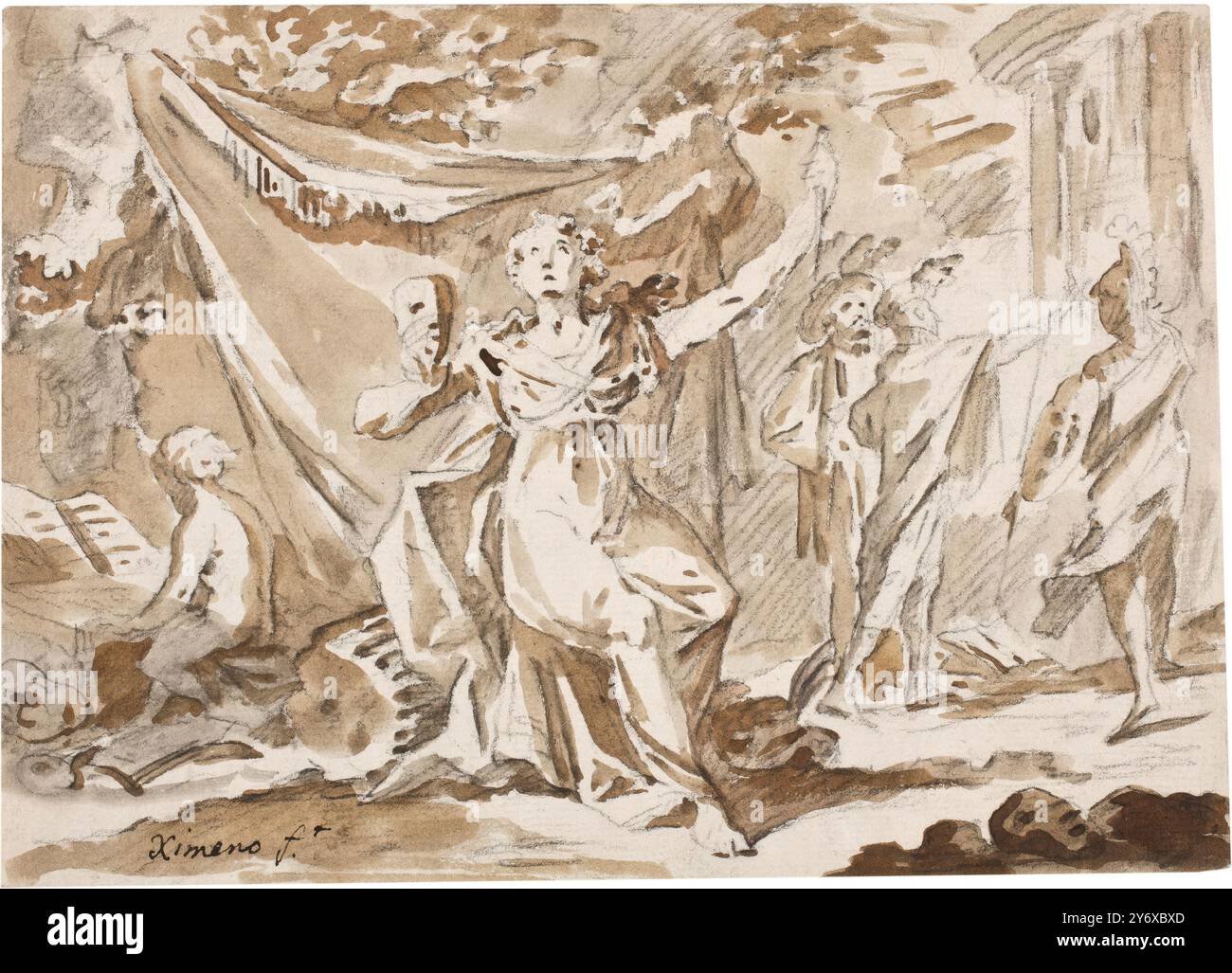 Rafael Ximeno y Planes / 'Tragedy'. XVIII century. Grey-brown wash ...
