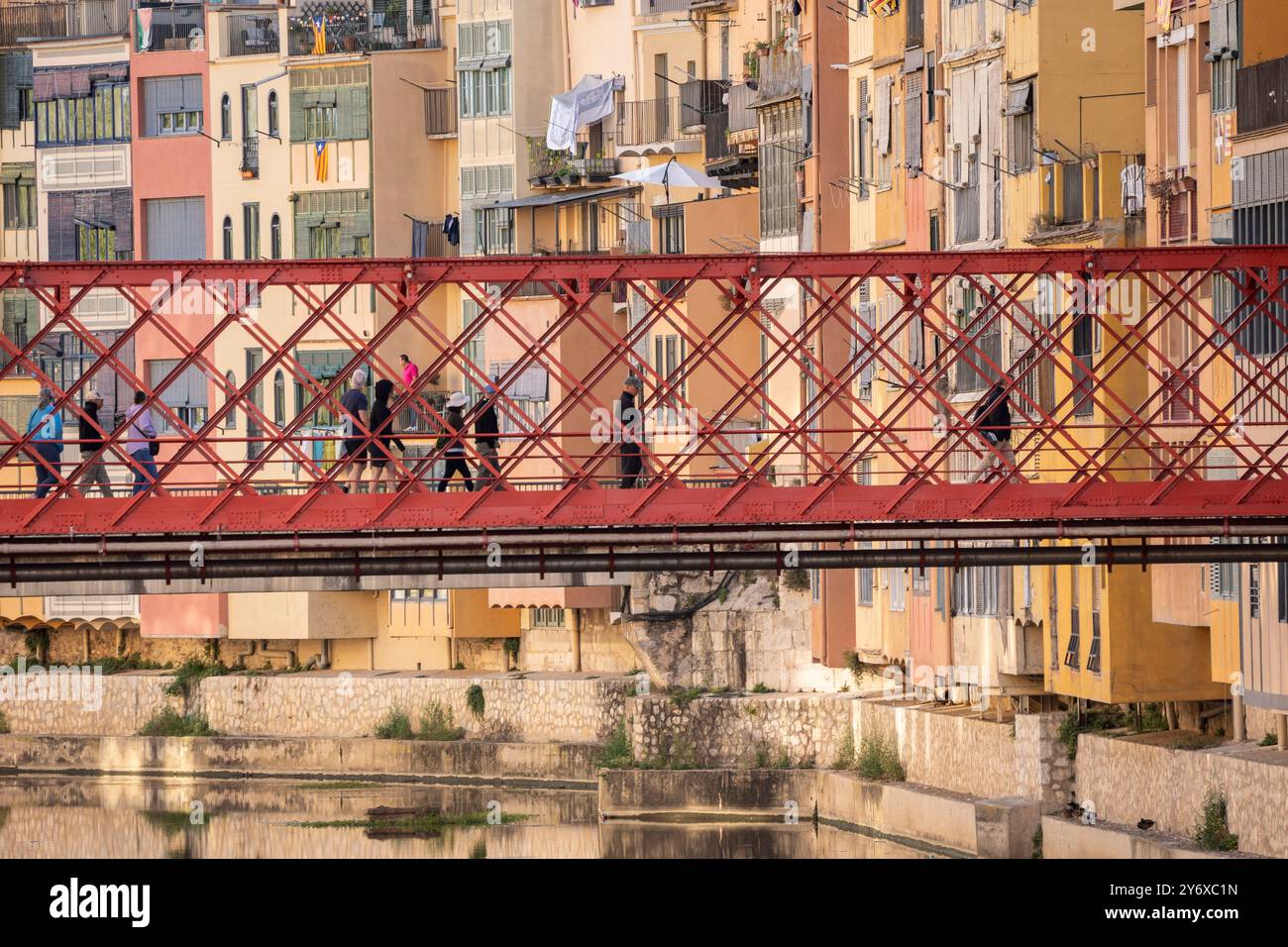 iron bridge and houses of the Onyar river, designed by Manuel Almeda ...