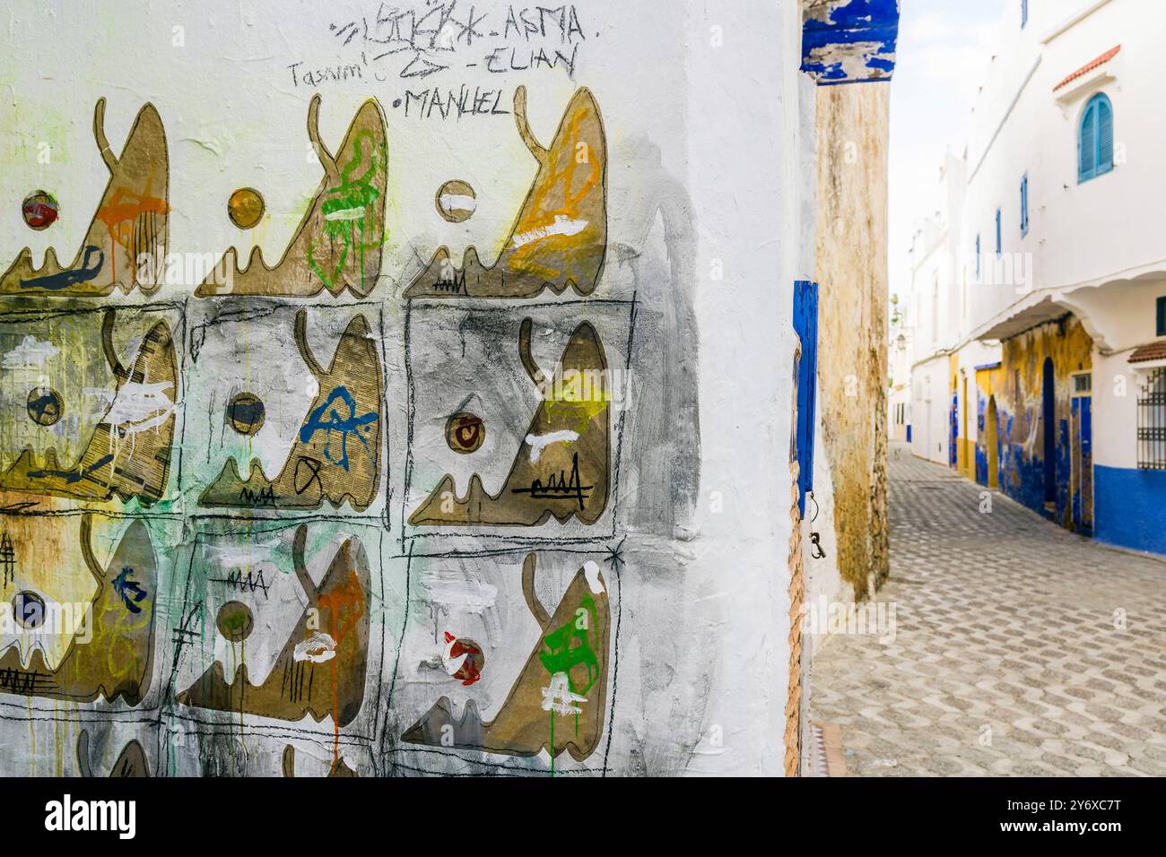 mural painting, Assilah medina, Morocco, north of Africa, African ...