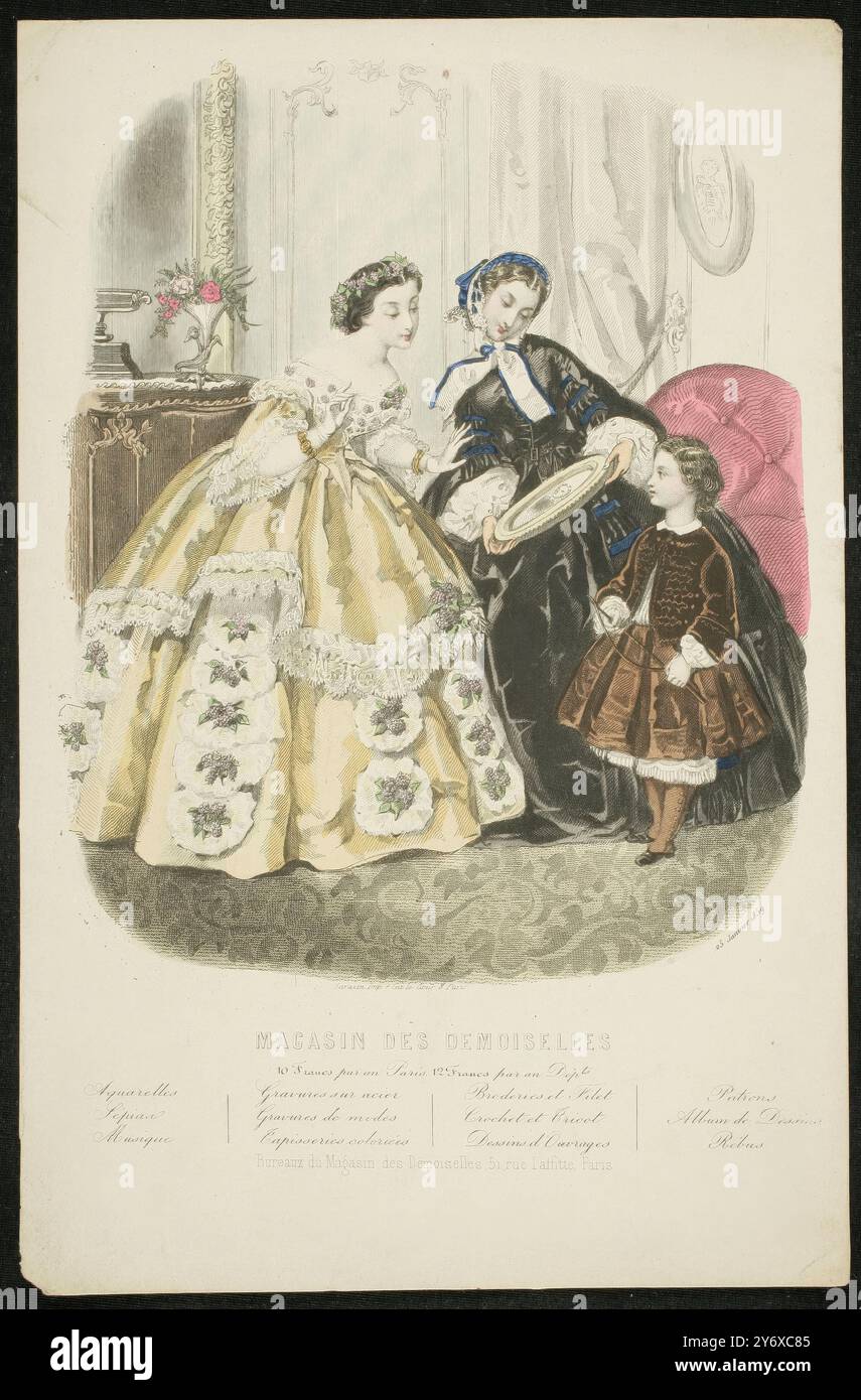 Anonymous (Engraver); Sarazin / 'Paris fashion ad'. 1859. Etching, Hand ...