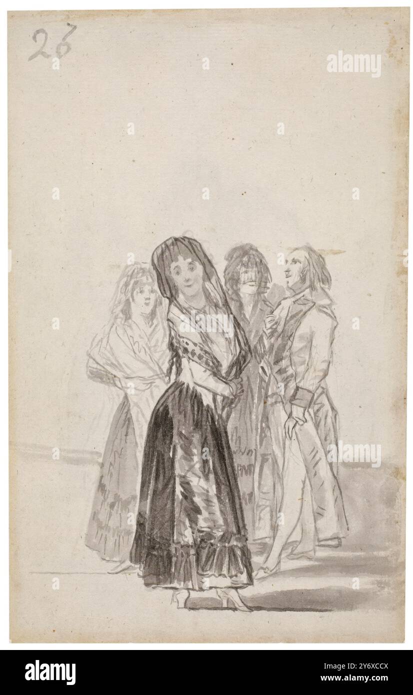 Francisco de Goya y Lucientes / 'Maja Standing before Three Companions ...