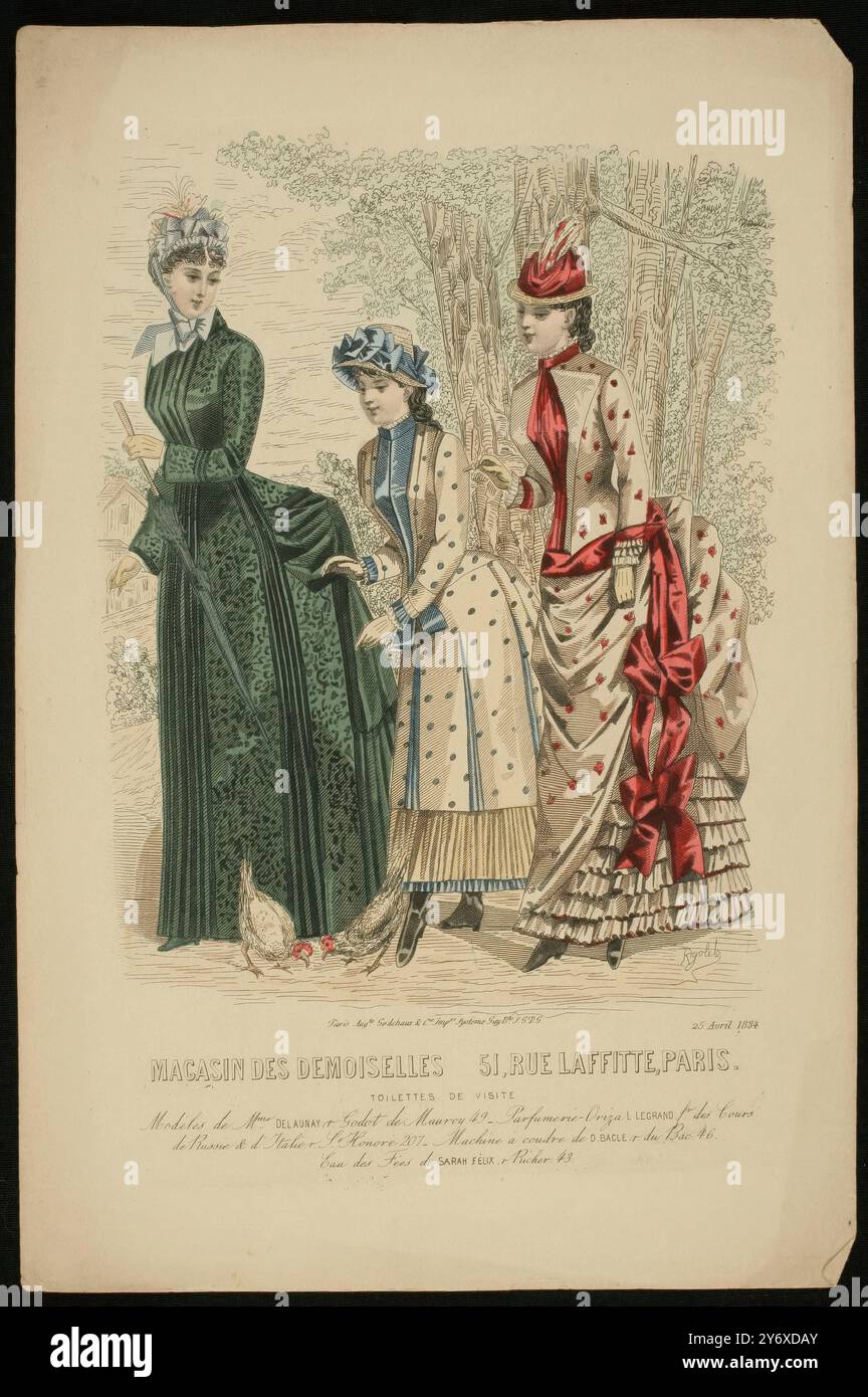 Godchaux & Cie.; Rigolet (Engraver) / 'Paris fashion ad'. 1884. Stipple ...