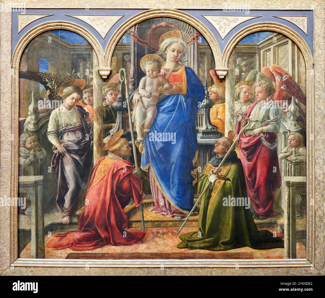 The Virgin and Child Surrounded by Angels and Saints Frediano and Augustine, known as The ...