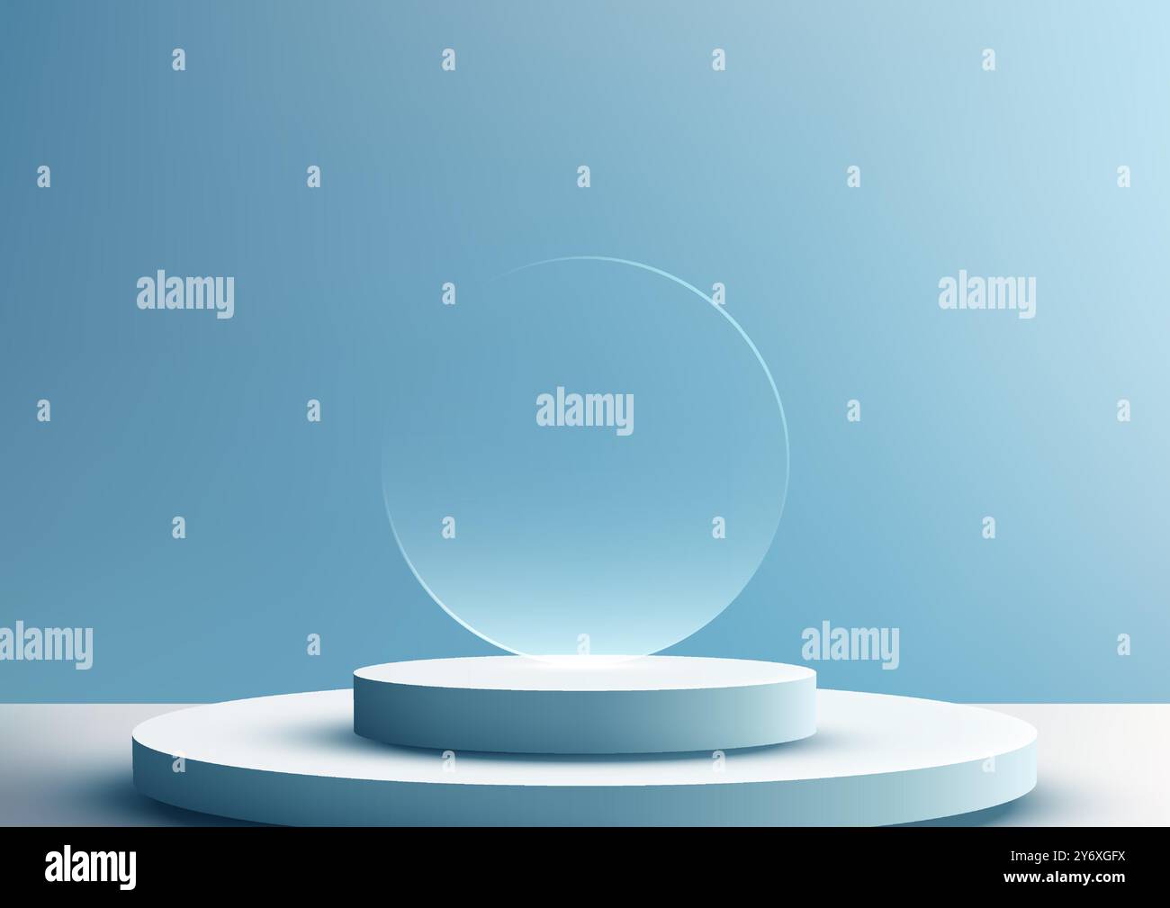 Minimalist 3D circular podium with a transparent hovering circle is ...