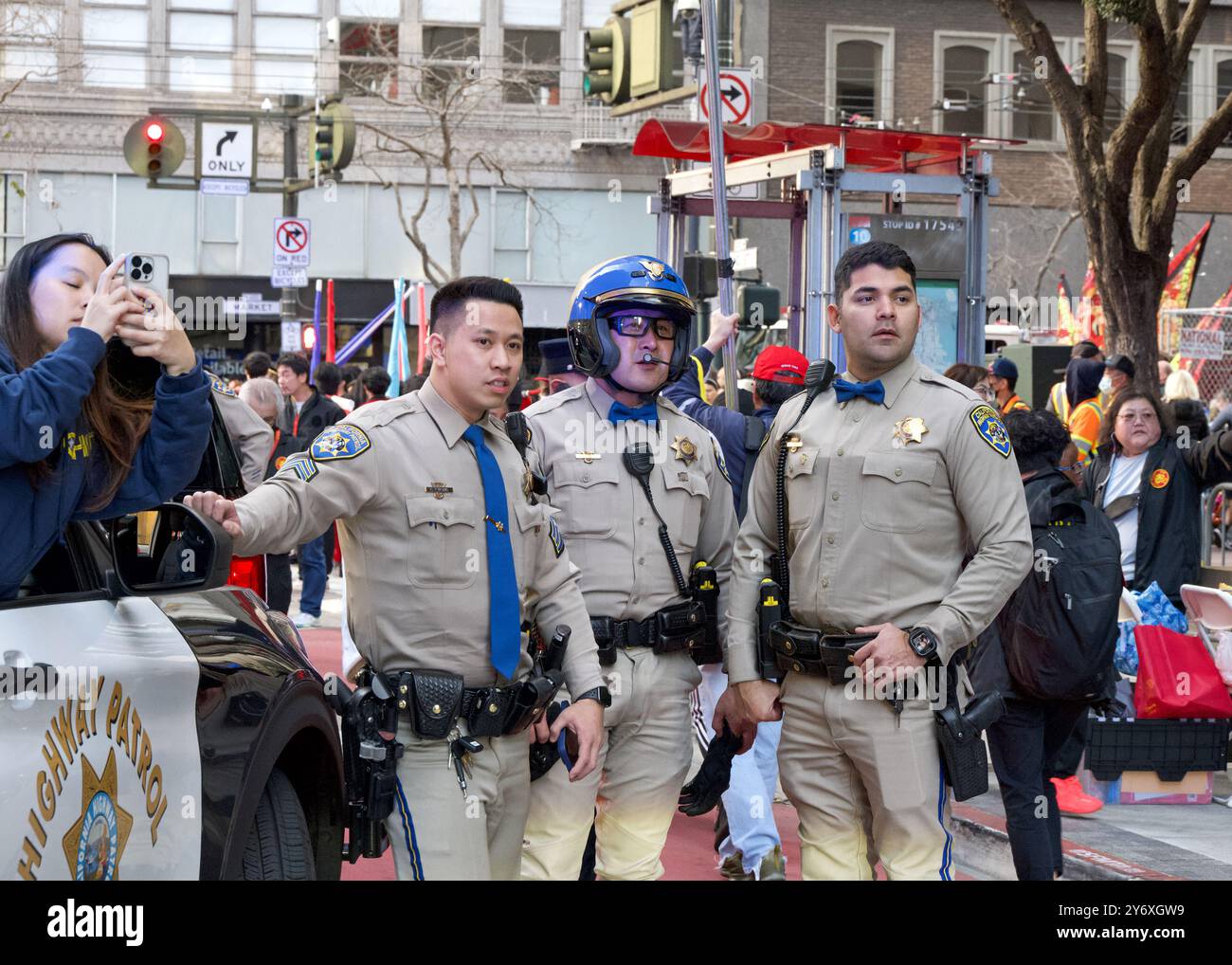 San Francisco, CA - Feb 24, 2024: CHP officers standby for the Chinese ...