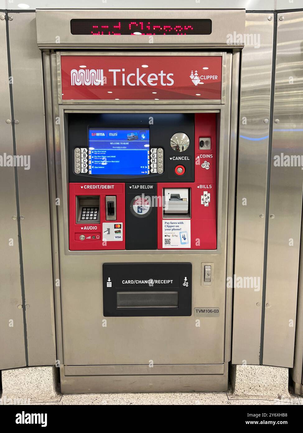 San Francisco, CA - March 01, 2024: MUNI, BART machines, Powell Street ...