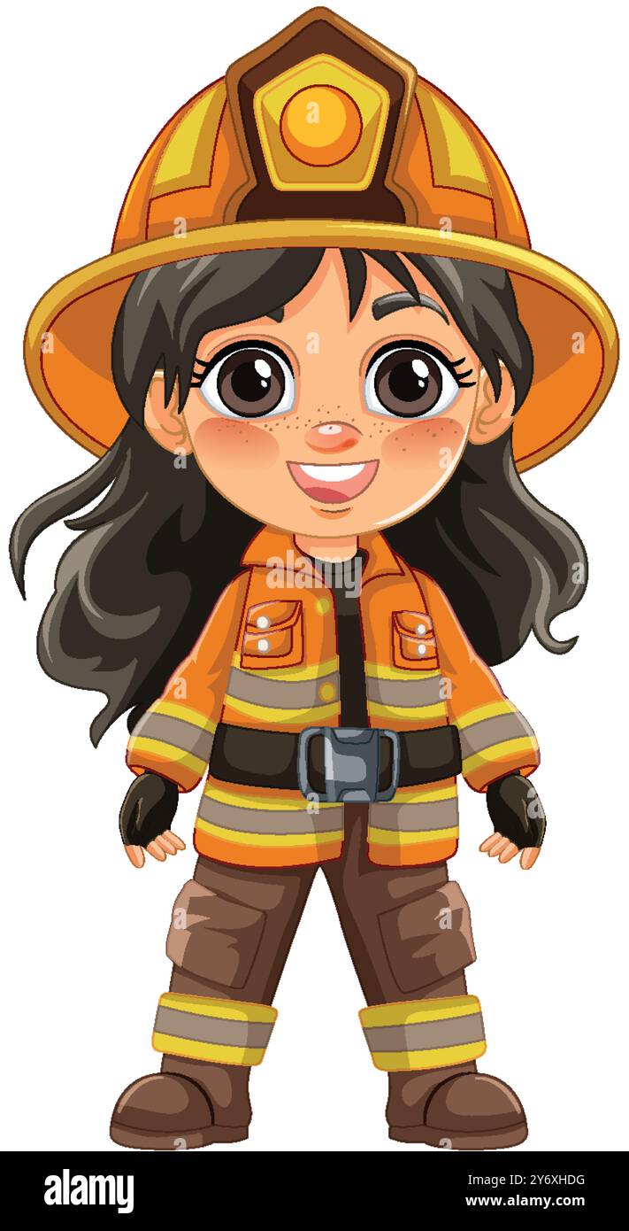 Illustration of a young girl firefighter Stock Vector Image & Art - Alamy