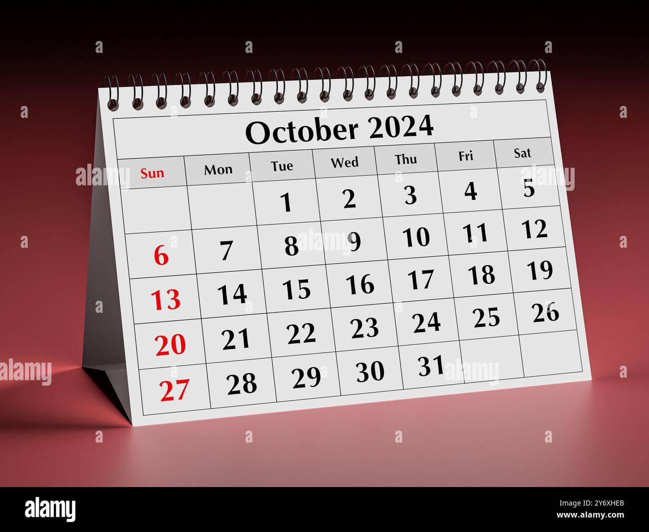 October 2024 calendar. One page of annual business desk monthly ...