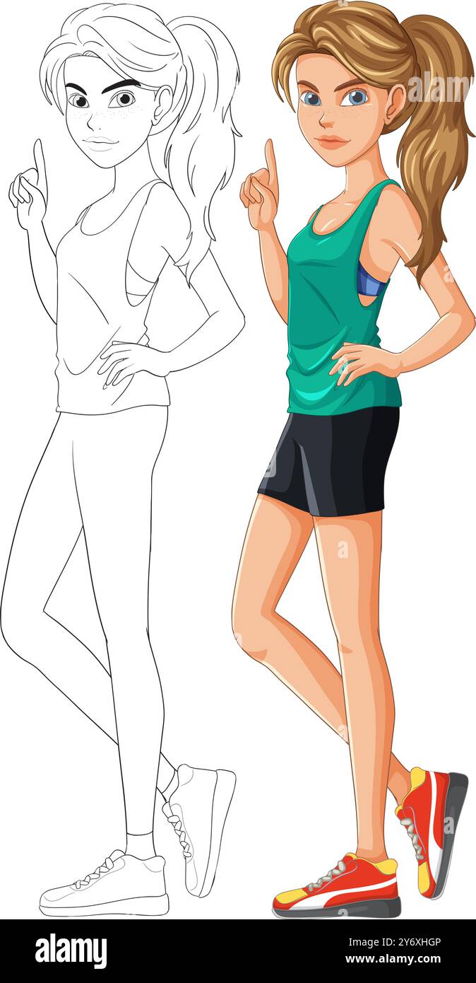 Illustration of a girl in sports attire Stock Vector Image & Art - Alamy