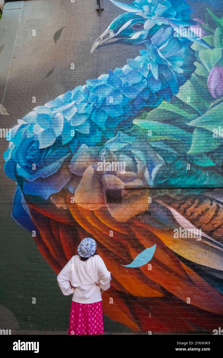 England, Kent, Ashford, Ashford Town Centre, Wall Mural depicting a ...