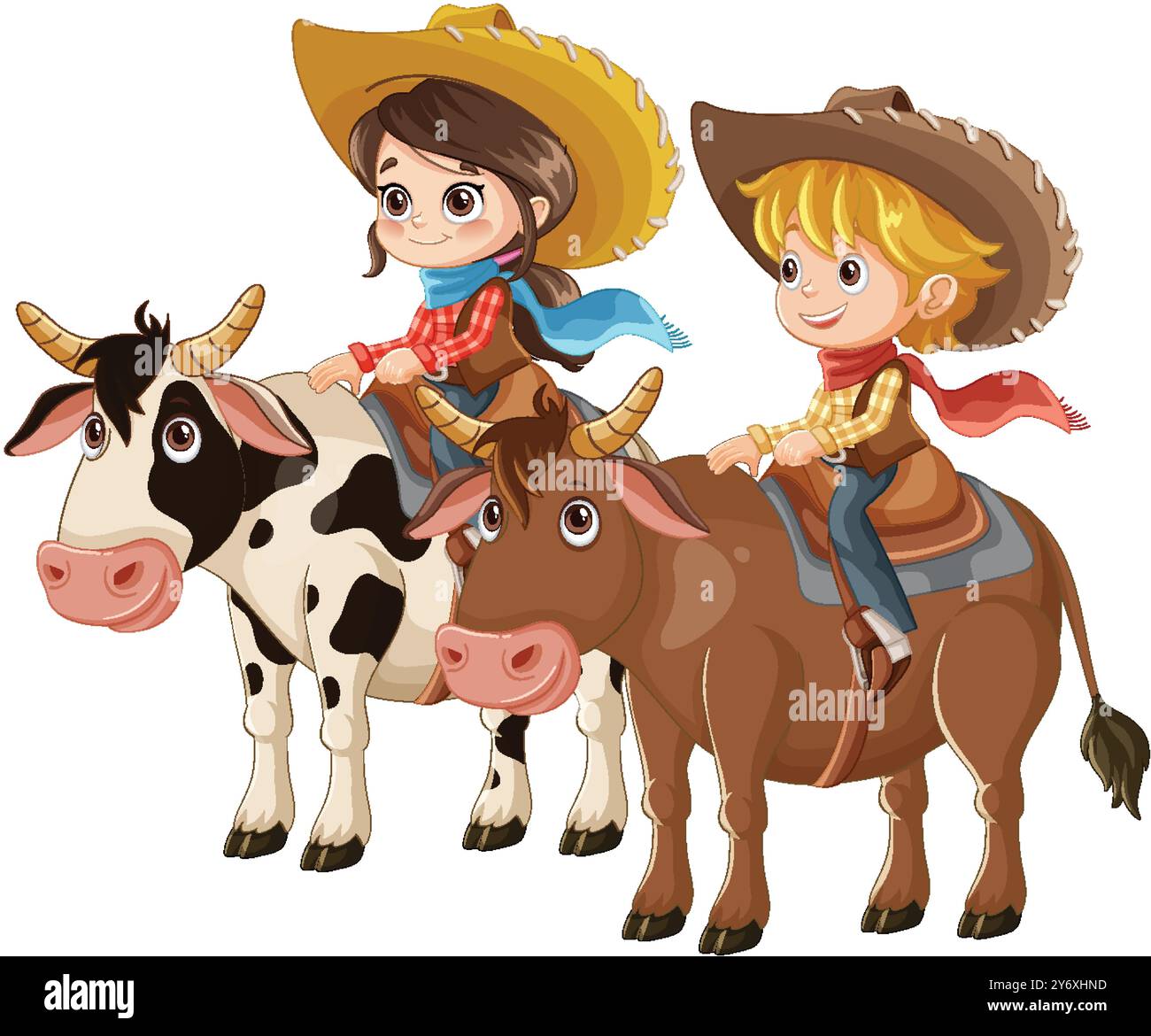 Two kids with farm animals Stock Vector Images - Alamy