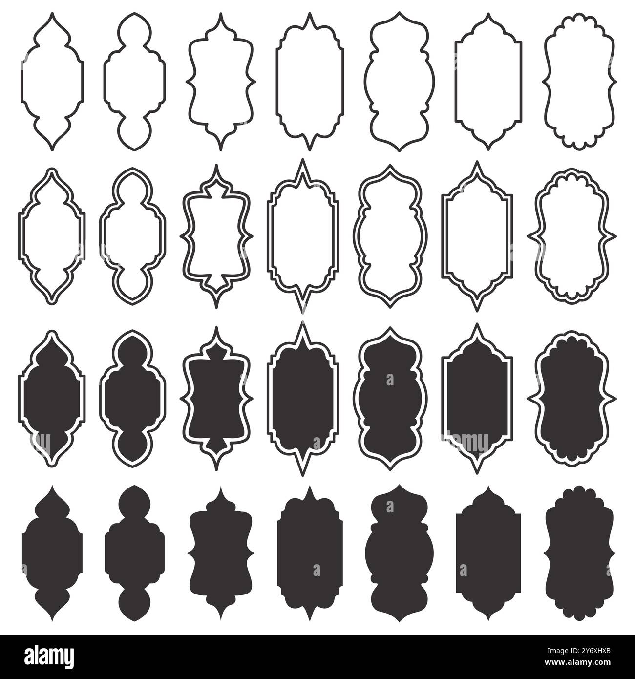 Ramadan frame shapes set. Indian window design. Turkish Islamic arch ...
