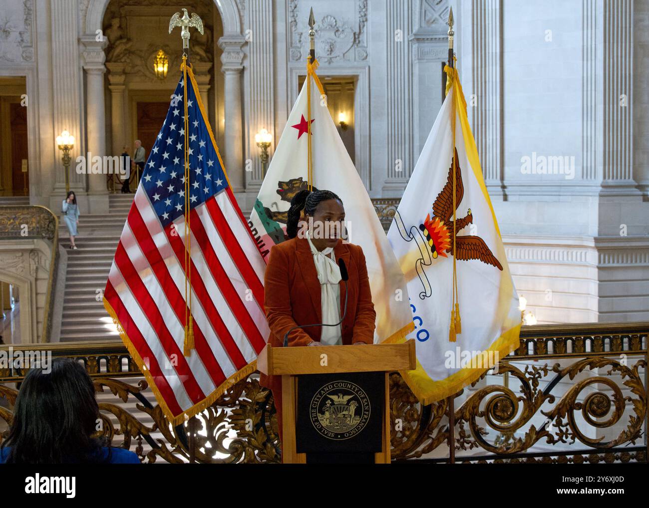 San Francisco, CA - March 19, 2024: Kimberly Ellis speaking at a Women ...