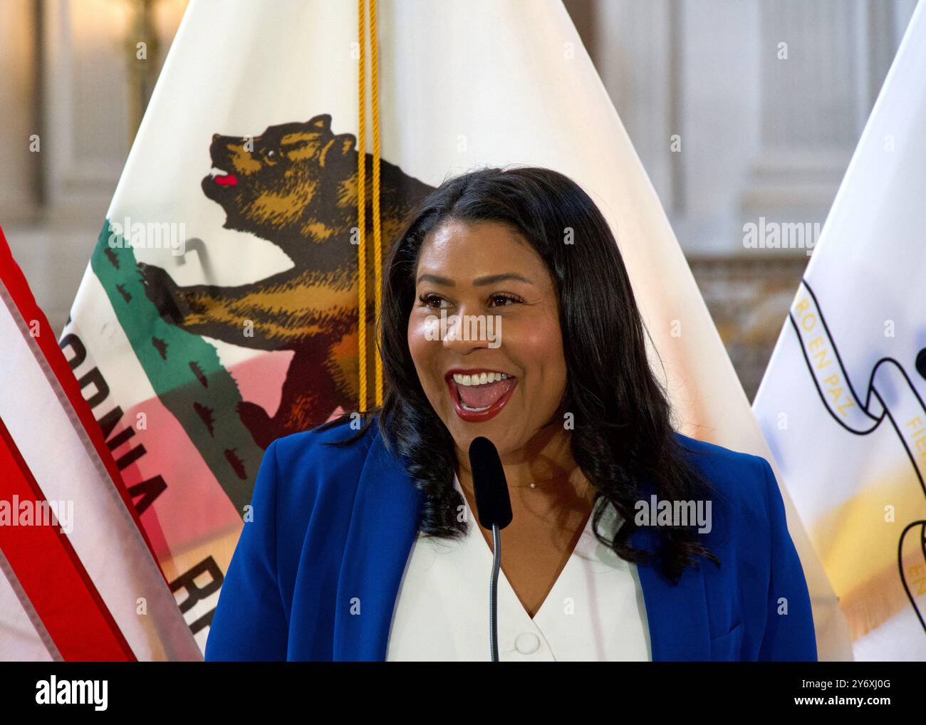 San Francisco, CA - March 19, 2024: Mayor London Breed speaking at a ...