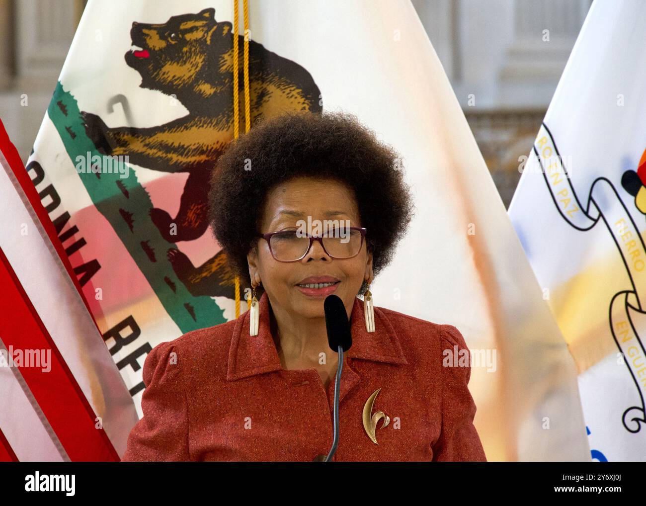 San Francisco, CA - March 19, 2024: Mattie Scott speaking at a Women’s ...
