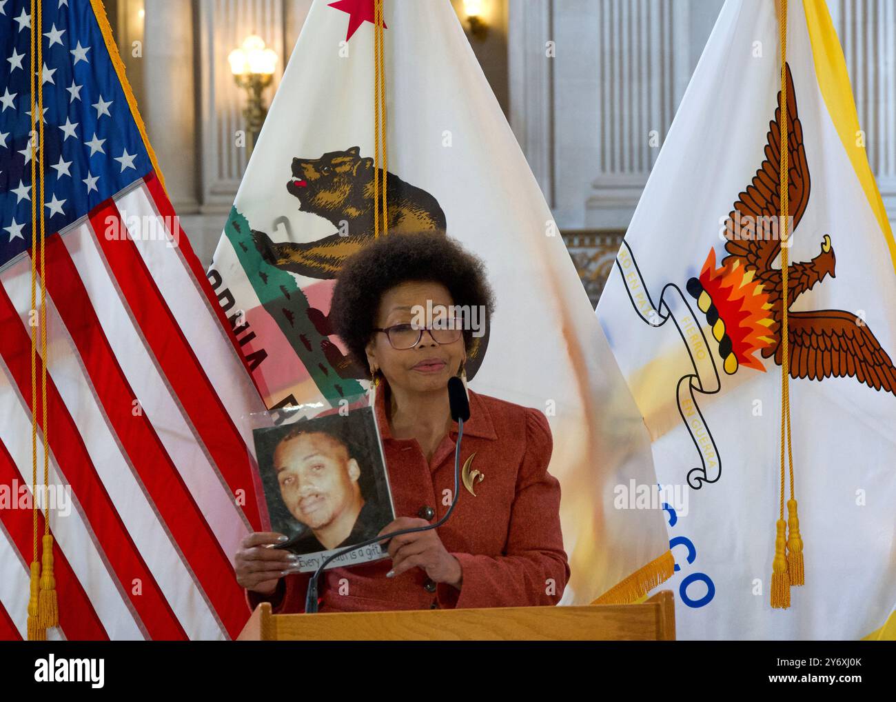 San Francisco, CA - March 19, 2024: Mattie Scott speaking at a Women’s ...