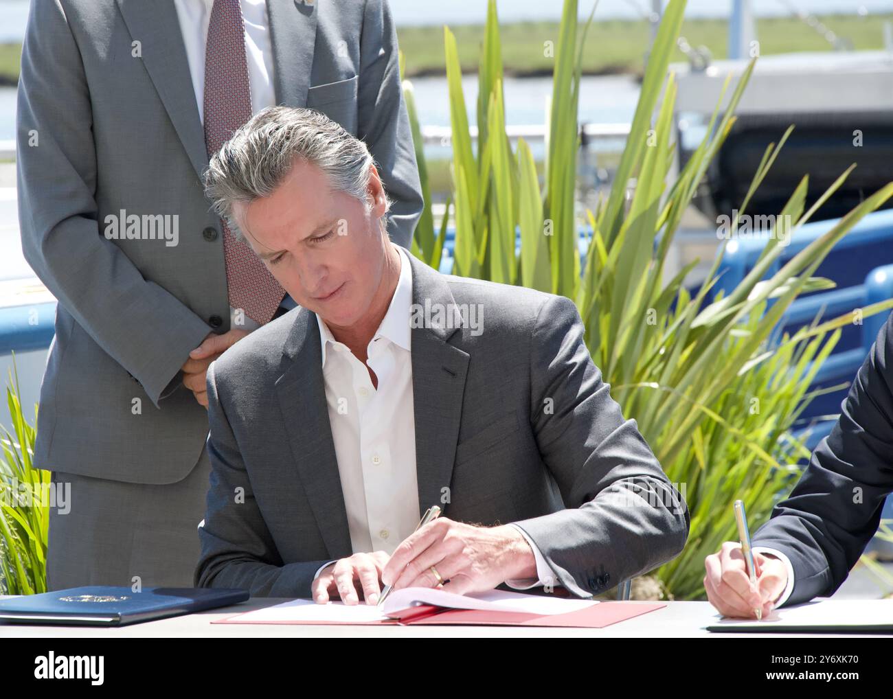Larkspur, CA - April 16, 2024: Governor Gavin Newsom and Jan Christian ...
