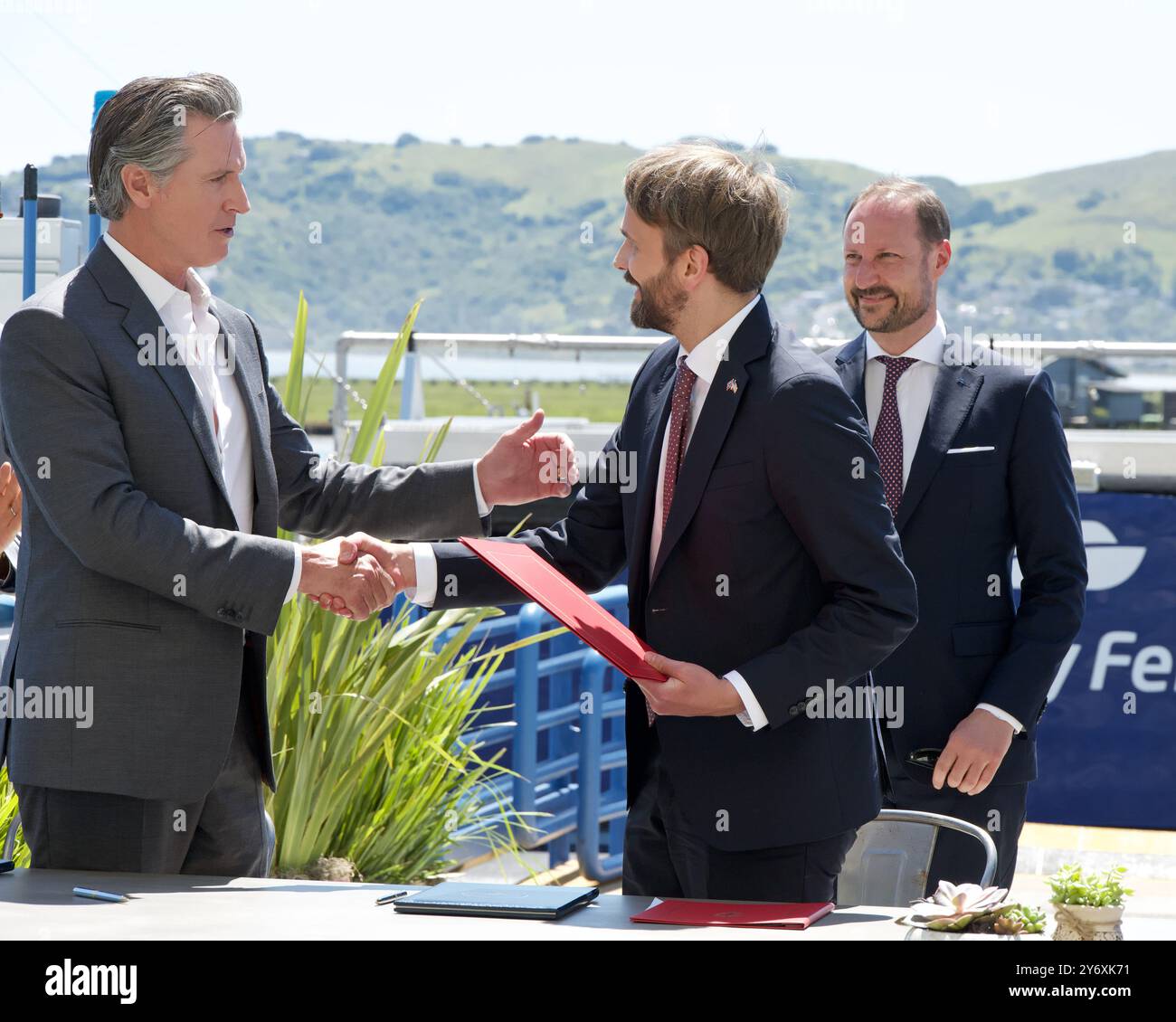 Larkspur, CA - April 16, 2024: Governor Gavin Newsom and Jan Christian ...