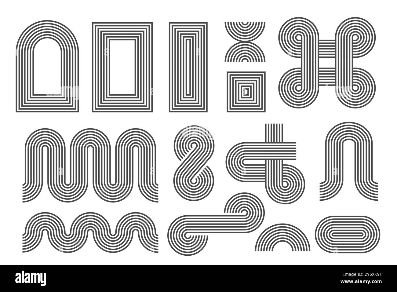 Zen arch, geometric lines abstract contemporary shapes. Set modern ...