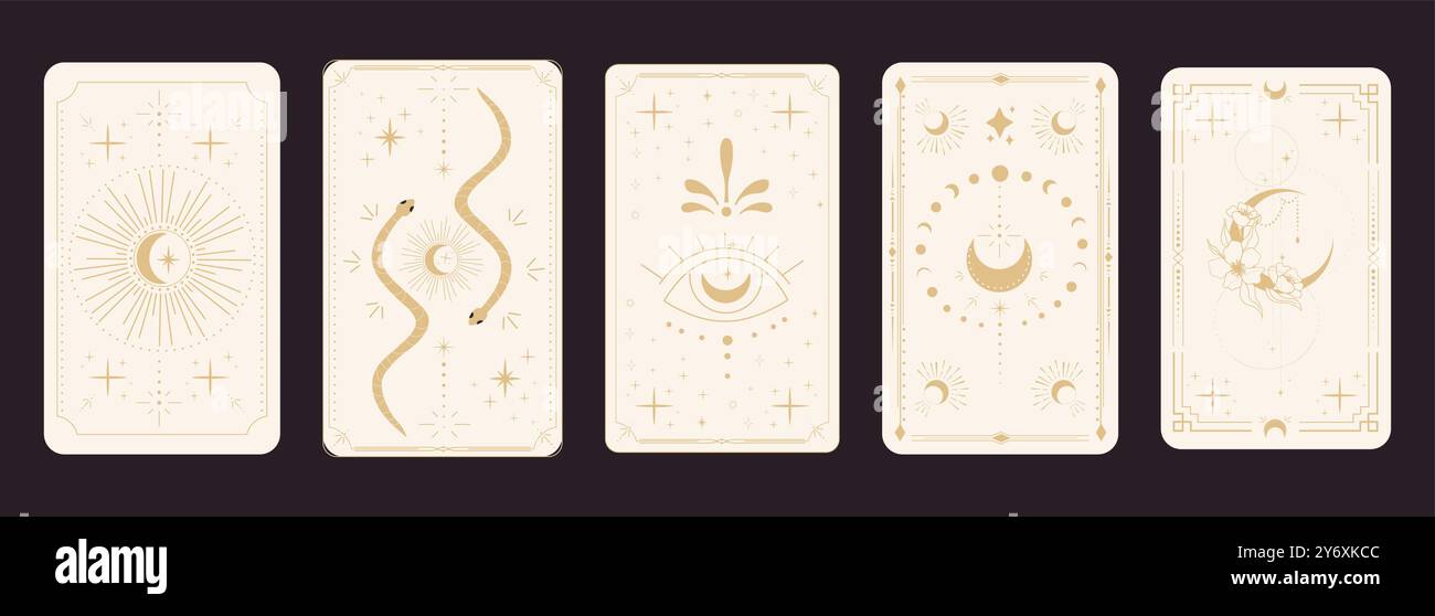 Tarot reverce border magic sacred frame gold line border celelstial ...