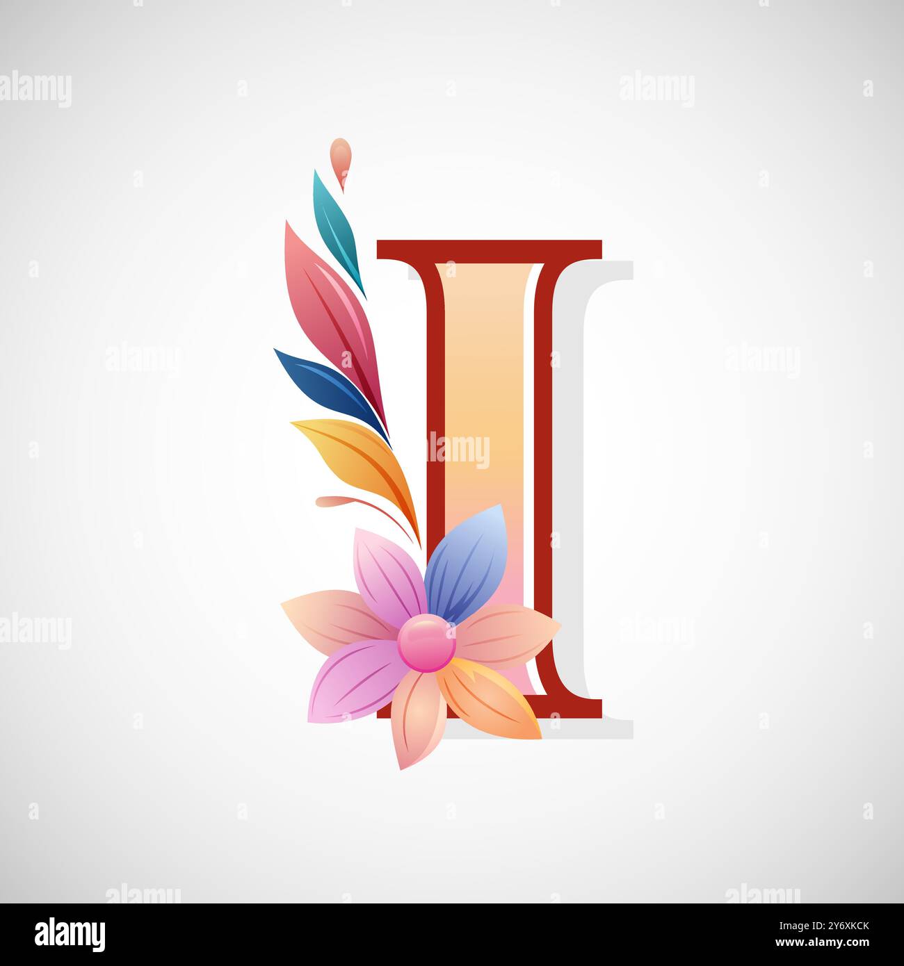 Floral alphabet, Initial letter for wedding invitations, greeting cards ...