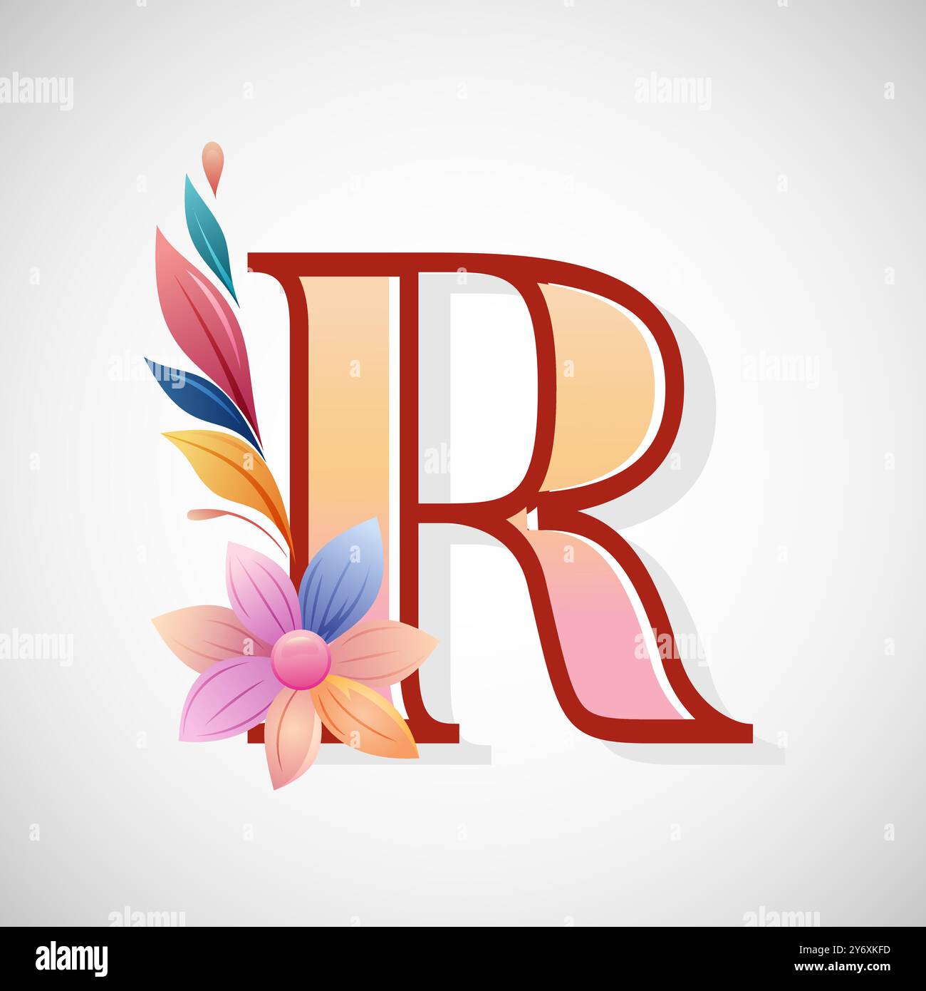 Floral alphabet, Initial letter for wedding invitations, greeting cards ...
