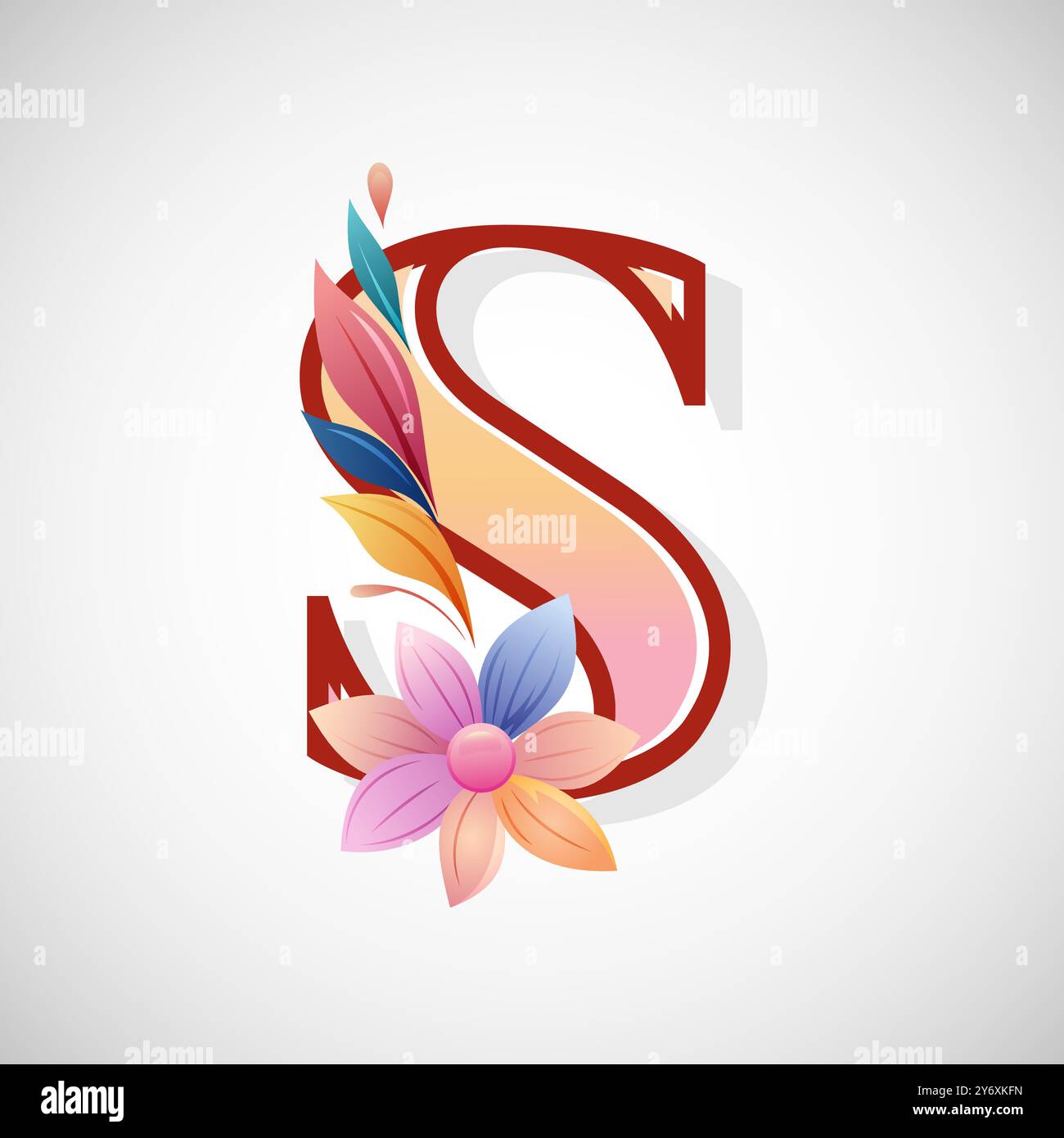 Floral alphabet, Initial letter for wedding invitations, greeting cards ...