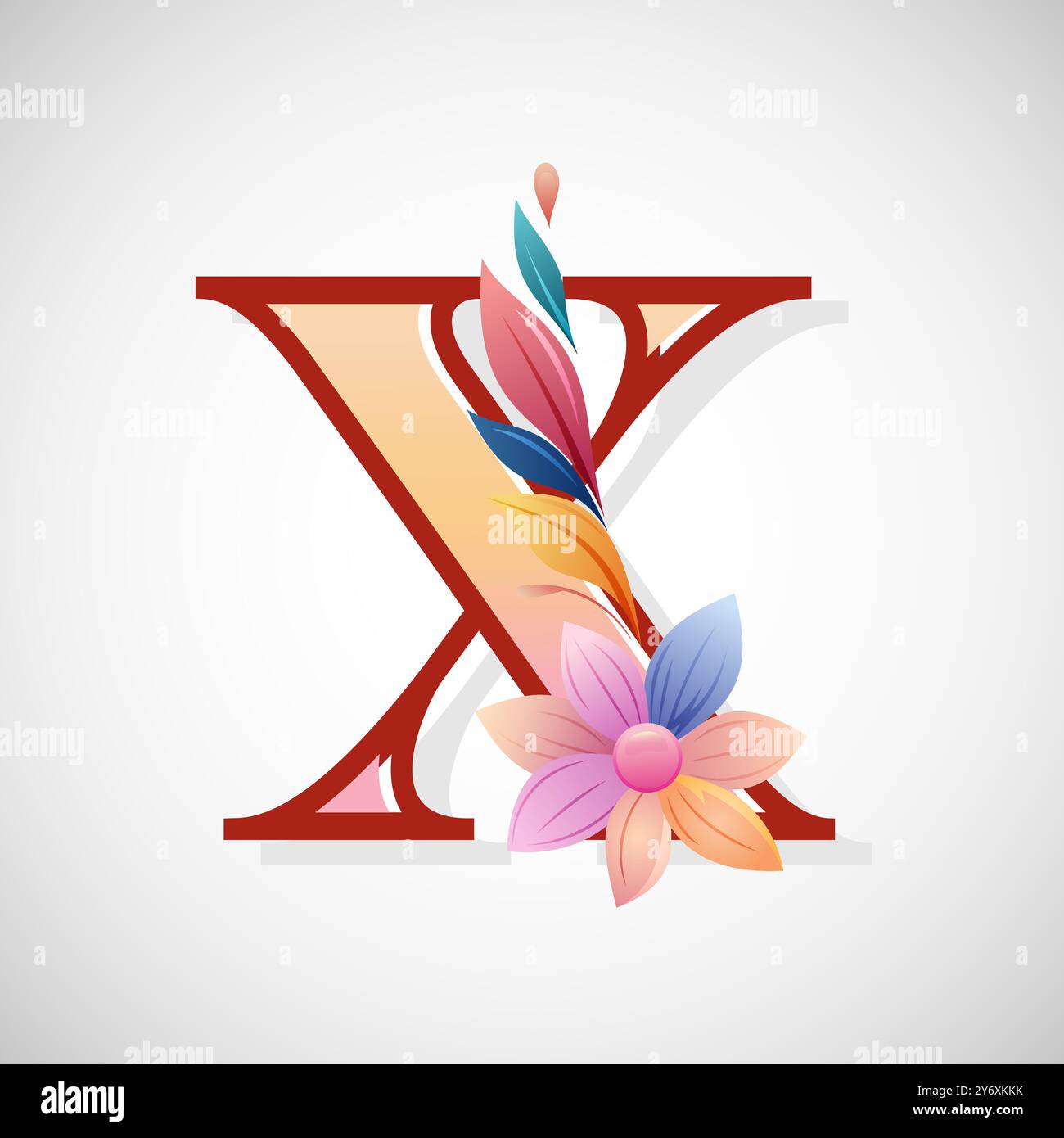 Floral alphabet, Initial letter for wedding invitations, greeting cards ...