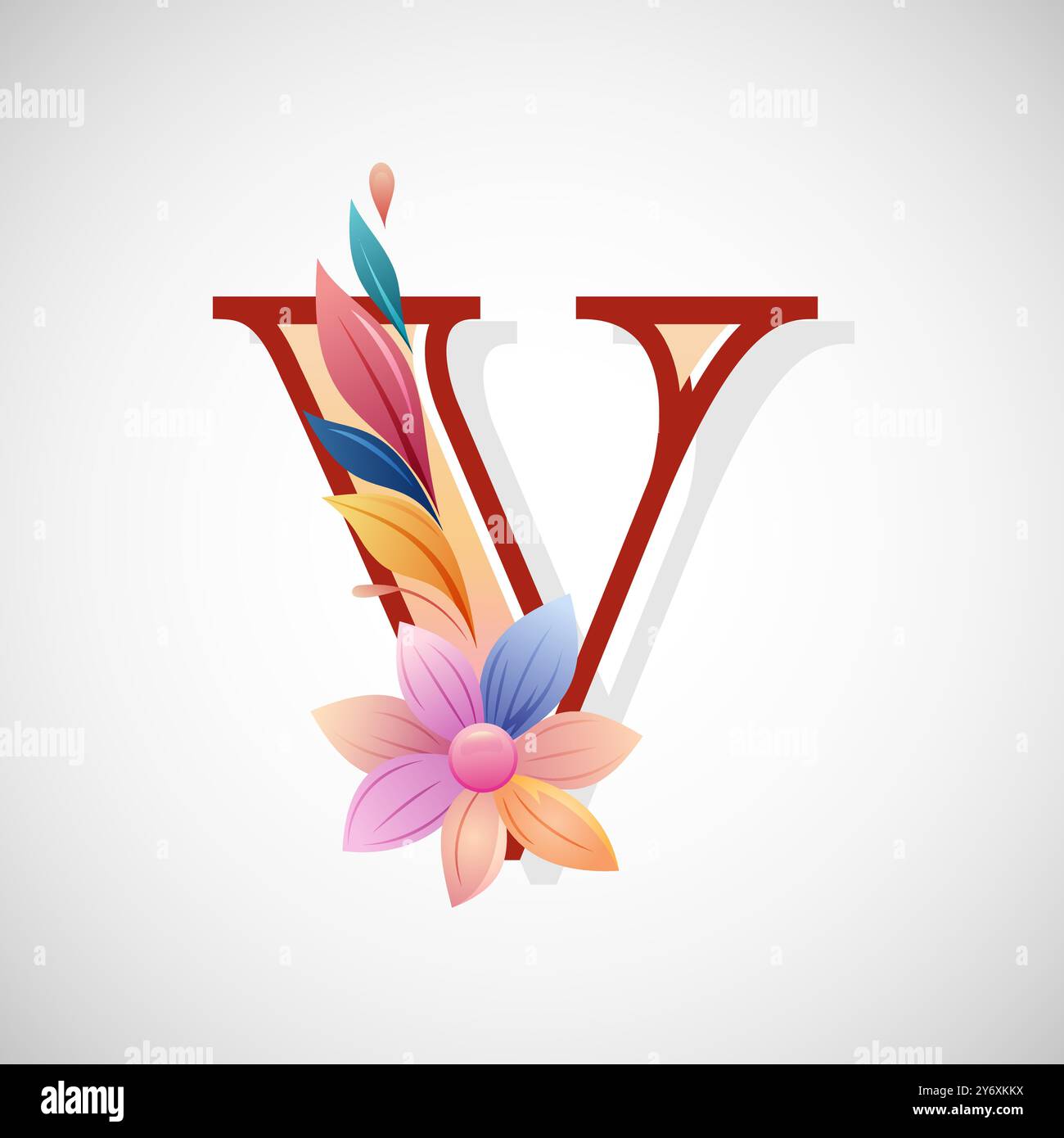 Floral alphabet, Initial letter for wedding invitations, greeting cards ...