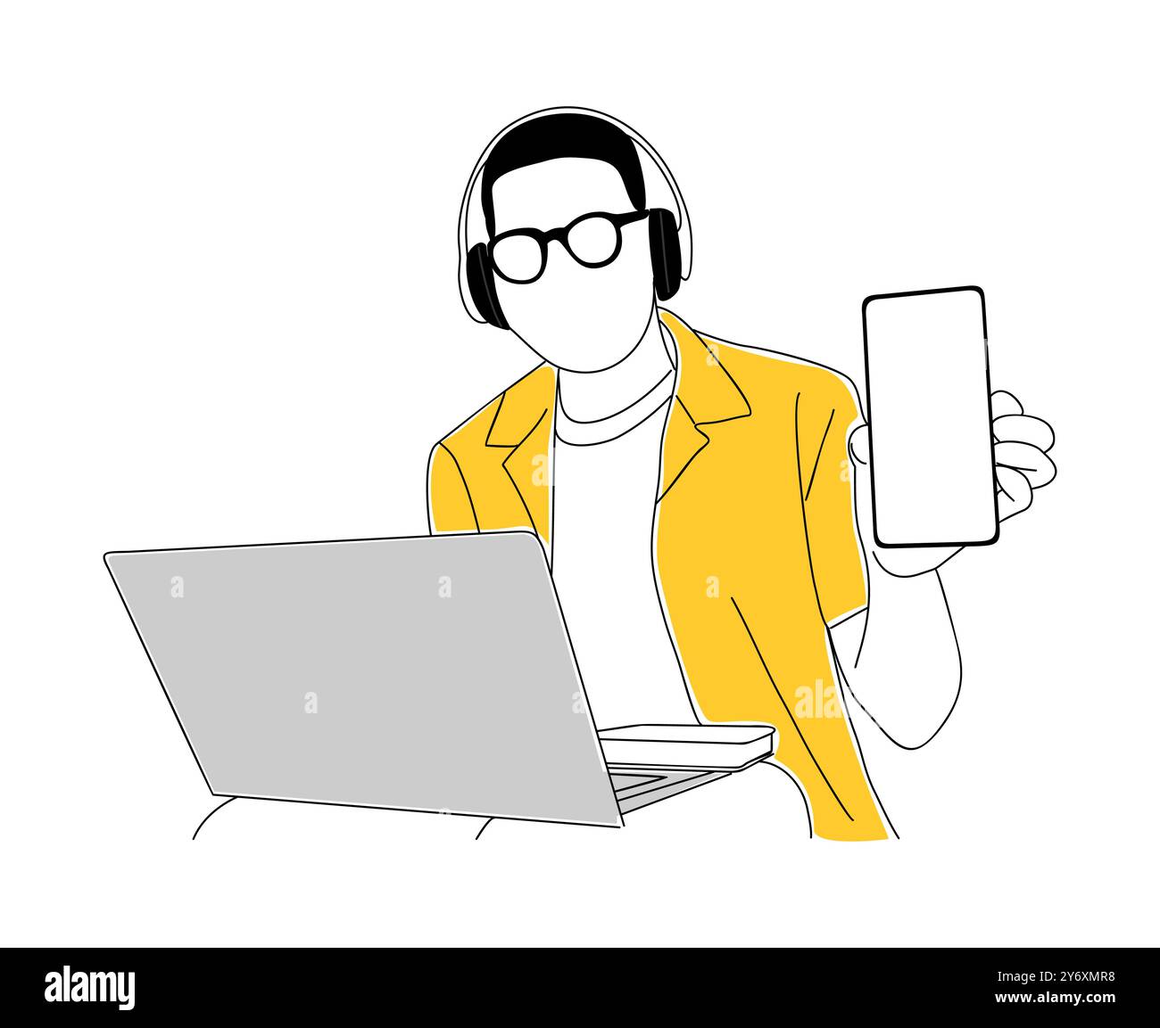 Businessman showing smartphone social Stock Vector Images - Alamy