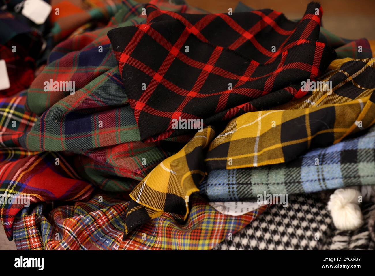 Selection of Scottish Tartan material pictured on display at Weald ...