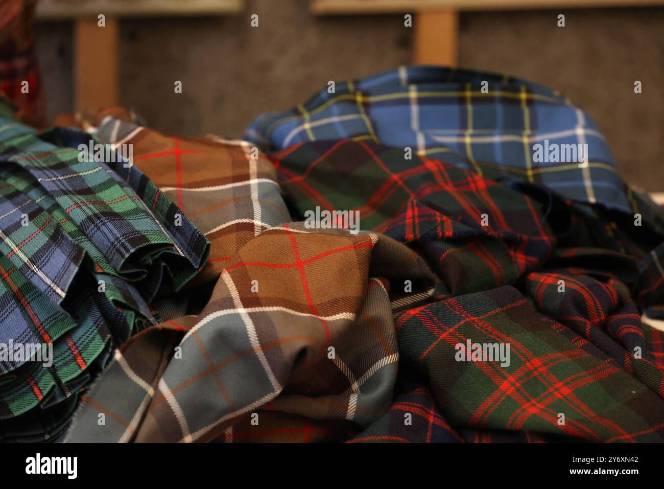 Selection of Scottish Tartan material pictured on display at Weald ...