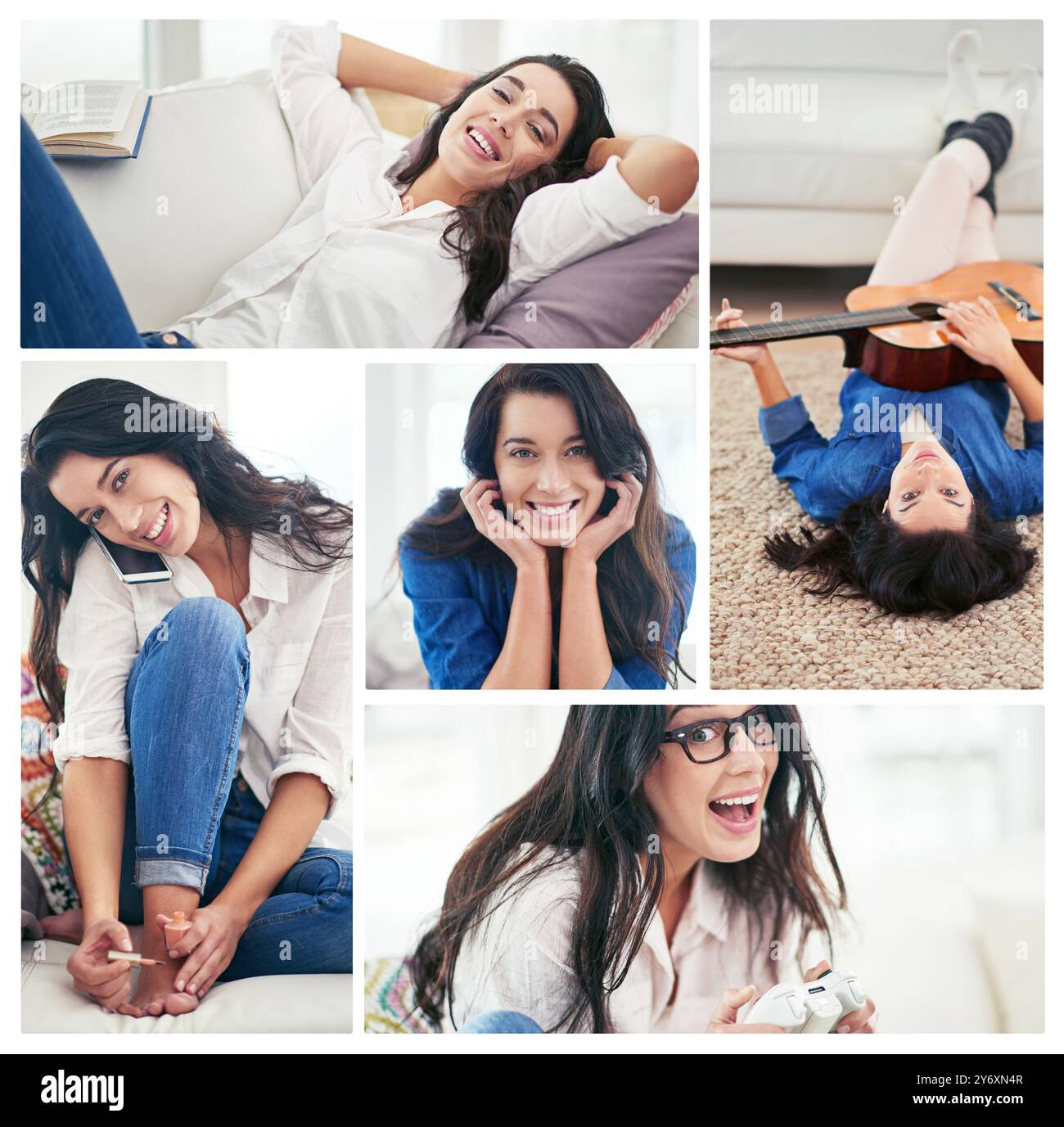 Happy girl home communication Cut Out Stock Images & Pictures - Alamy