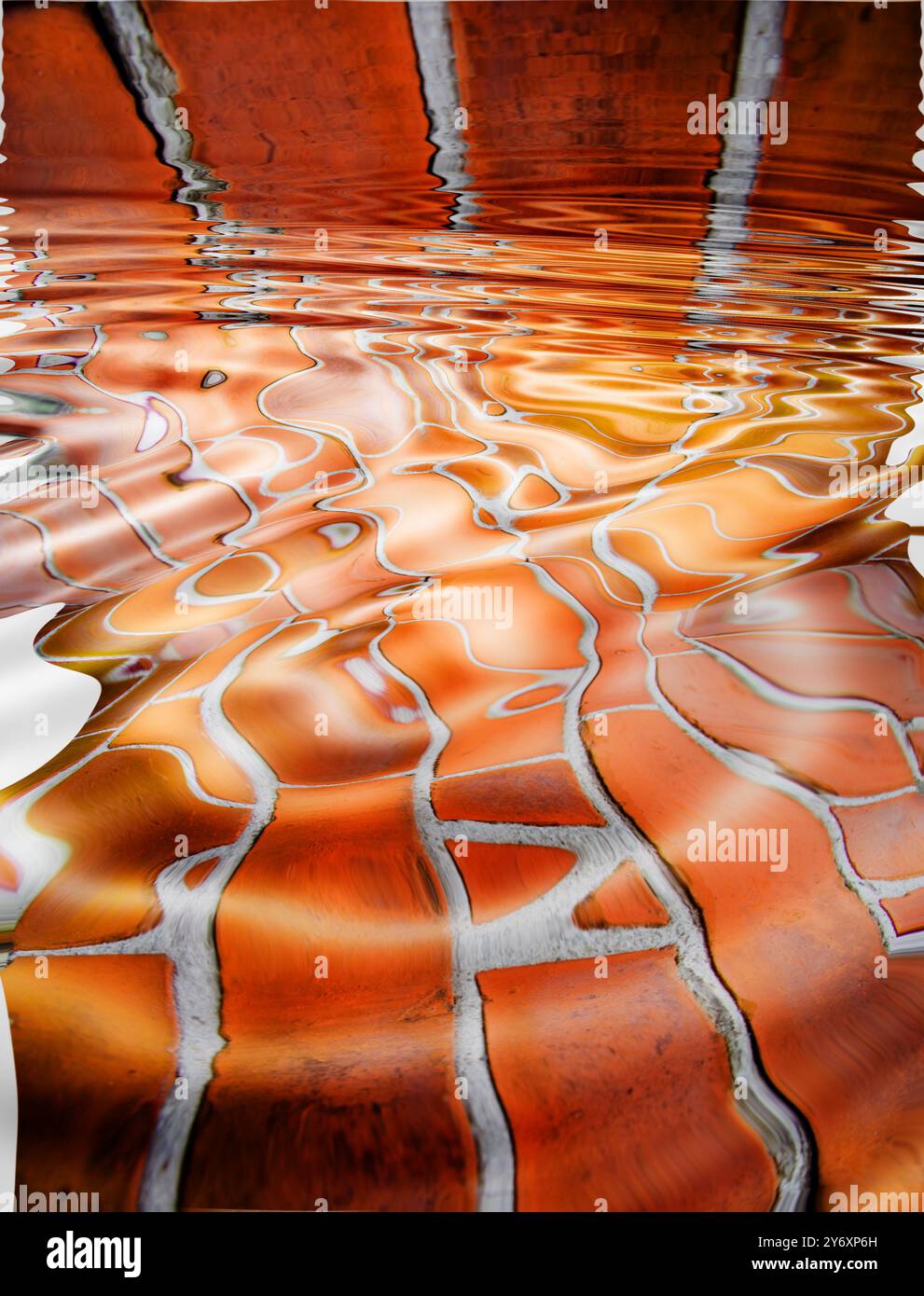 Fantasy tiles, water and ripples for waves with line shape, orange ...